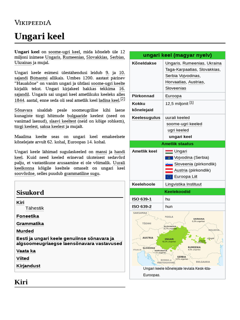 Ungari Keel | PDF