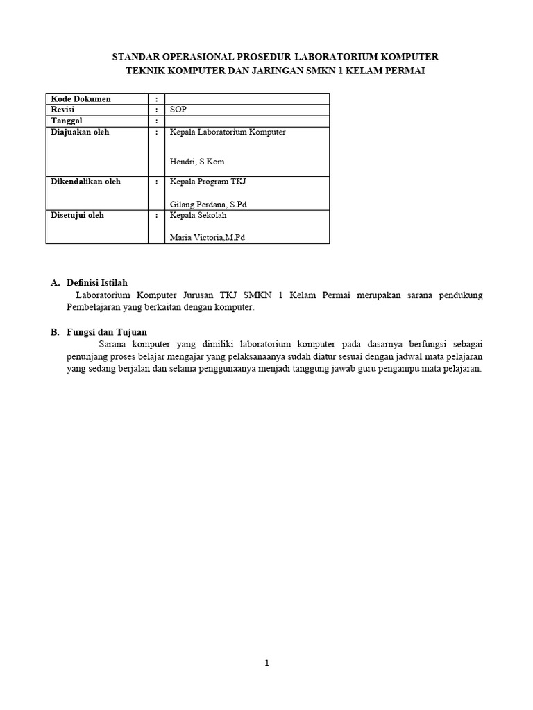 Sop Lab TKJ | PDF | Teknologi & Rekayasa
