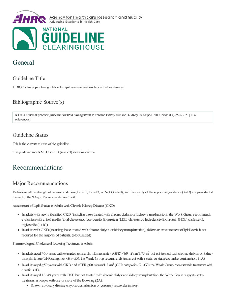 KDIGO Clinical Practice Guideline For Lipid Management in Chronic ... KDIGO Clinical Practice Guideline For Lipid Management in Chronic ...
