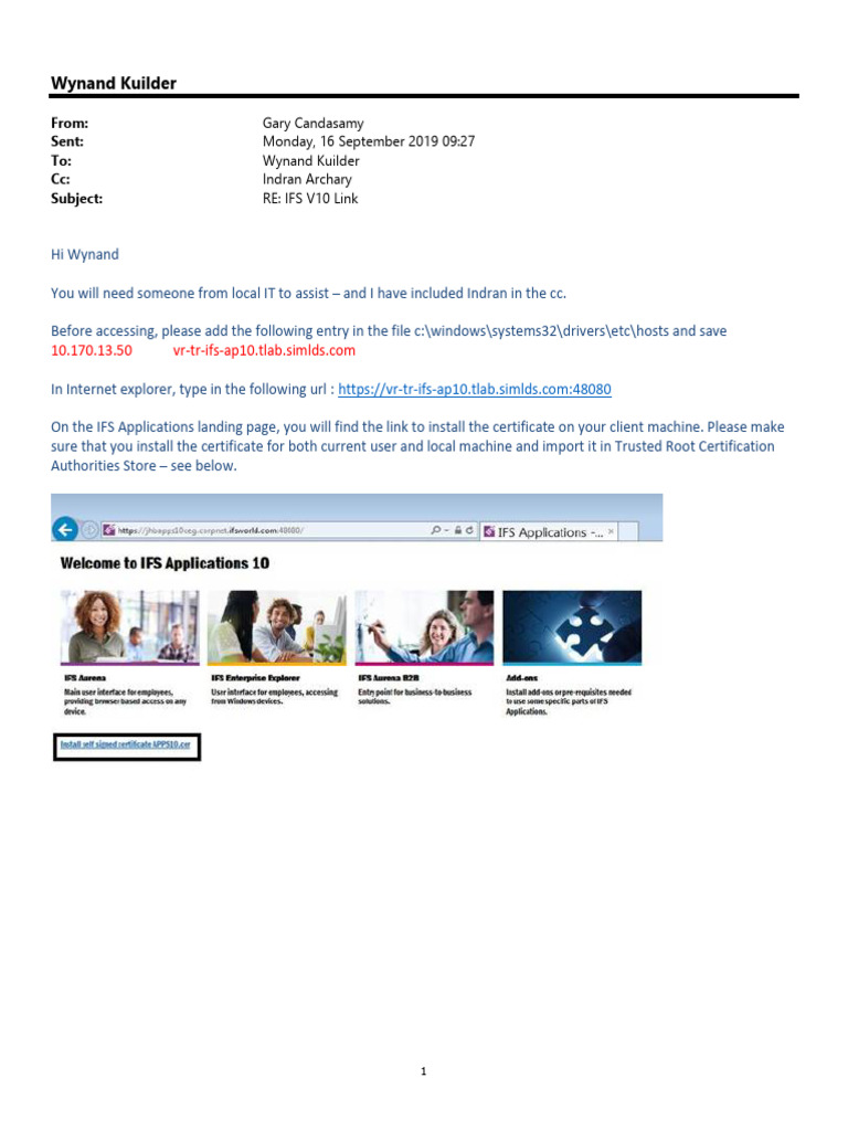 IFS-V10 TRaining Enviro Setup | PDF