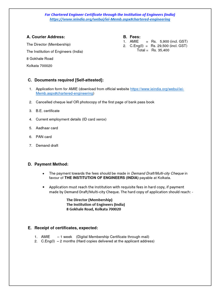 C.eng (I) Procedure | PDF