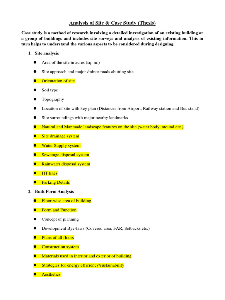 Check List Case Study | Download Free PDF | Civil Engineering | Nature