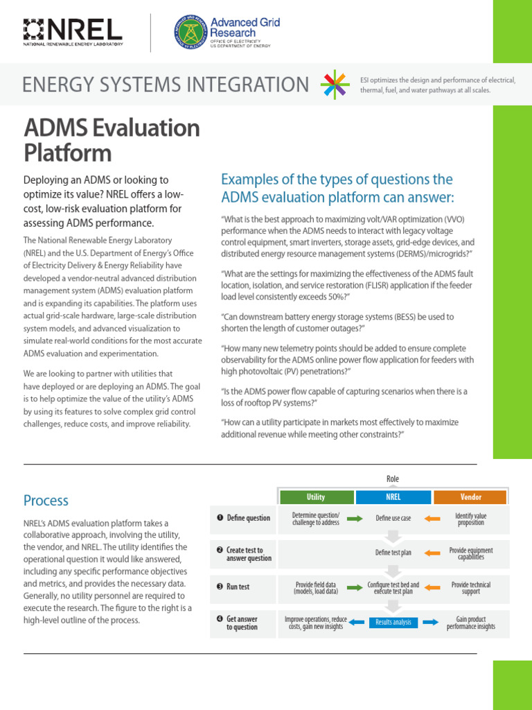 NREL ADMS Evaluation Platform Guide | PDF