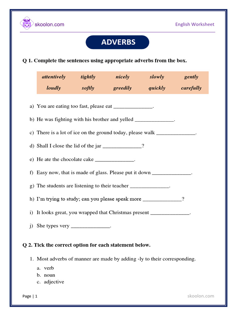 G3 English Adverbs With Answers 337 1 | PDF | Home & Garden