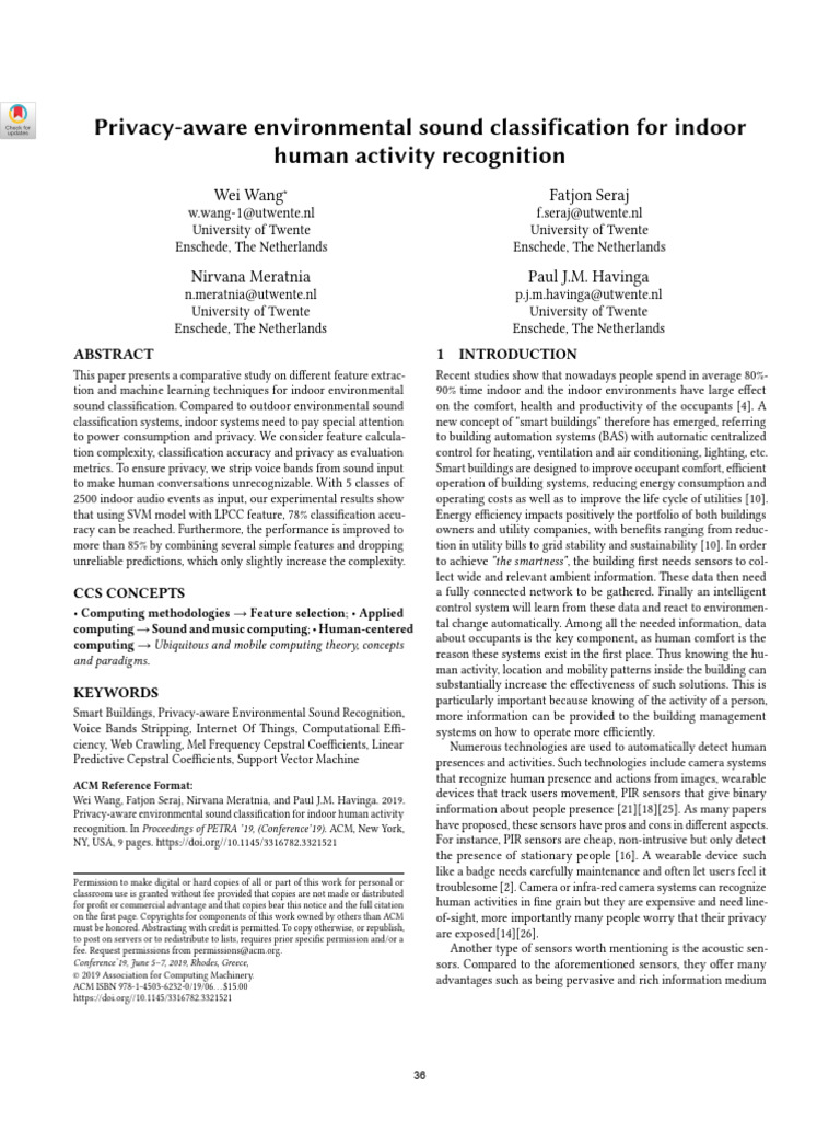 Privacy-Aware Environmental Sound Classification For Indoor (2019 ...
