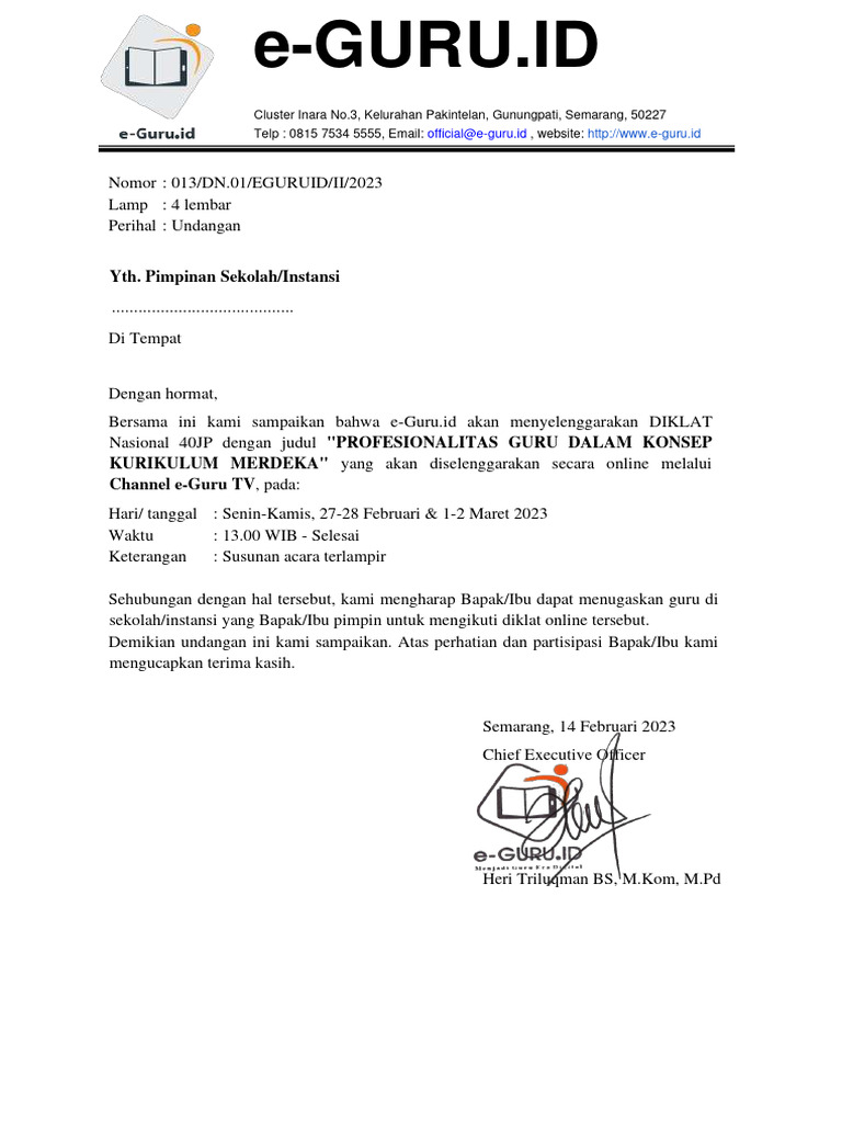 Undangan Dan TOR Peserta Februari 2023 | PDF