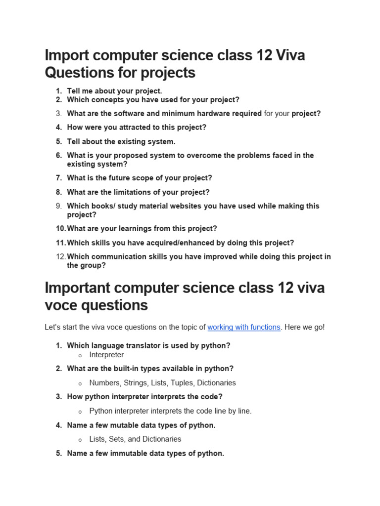 Imp Viva Questions | PDF