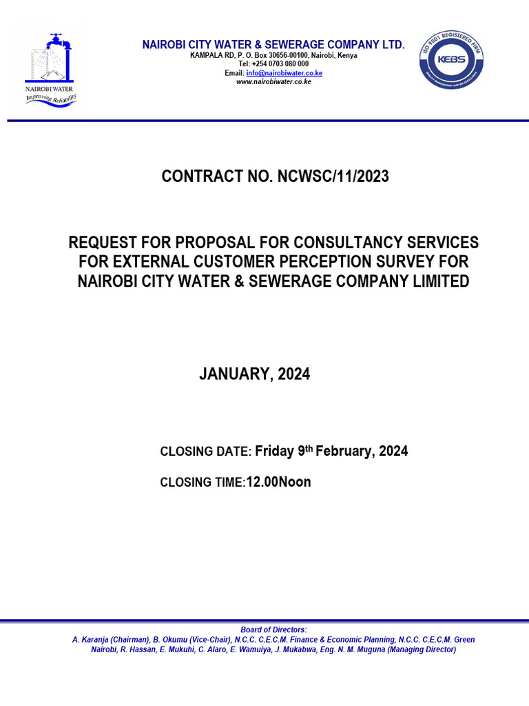 RFP Proposal NCWSC Customer Perception Survey | PDF | Request For Proposal | Procurement