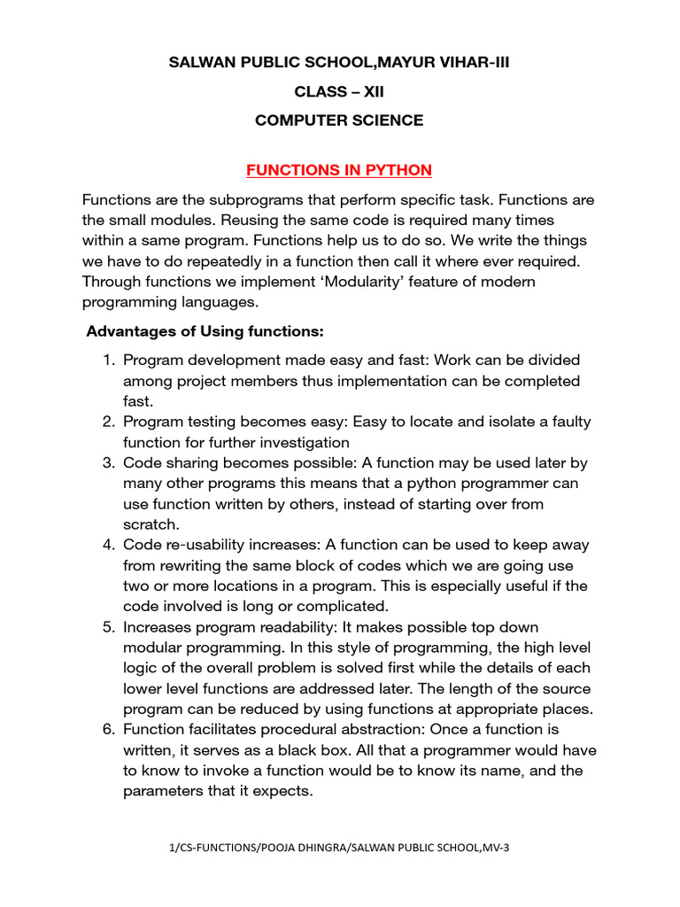 Functions Pdf Scope Computer Science Parameter Computer