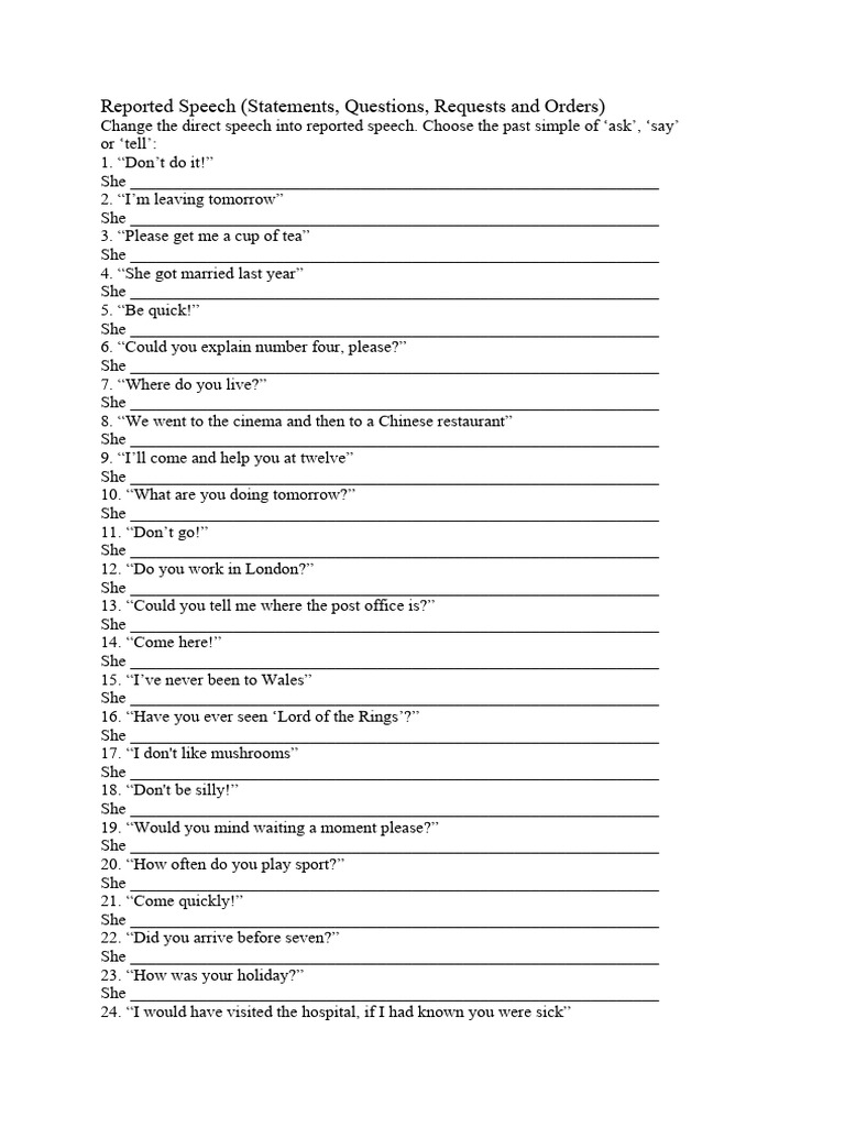 Reported Speech - Answers | PDF