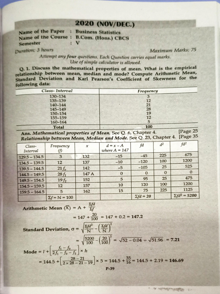 2021 Stats CBCS | PDF