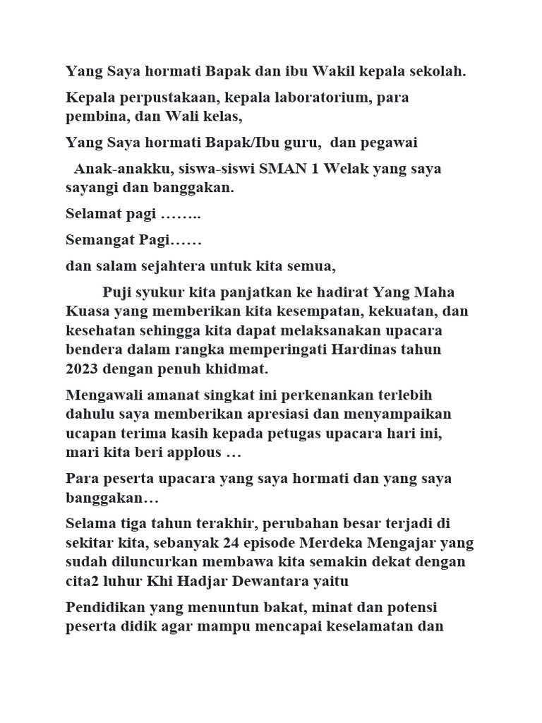 Pidato Hardiknas 2023 | PDF