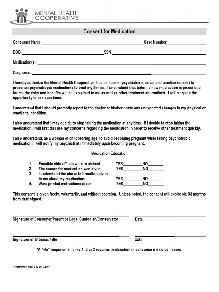 Consent For Medications 2011 | PDF