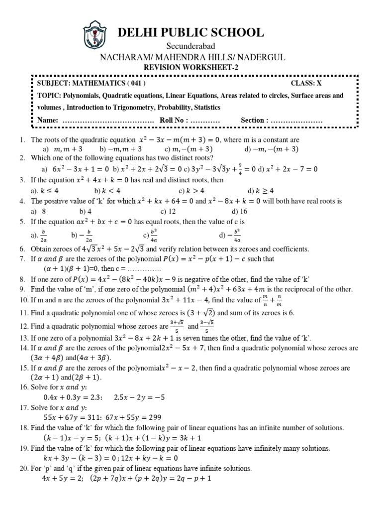 Math Rev Worksheet | PDF