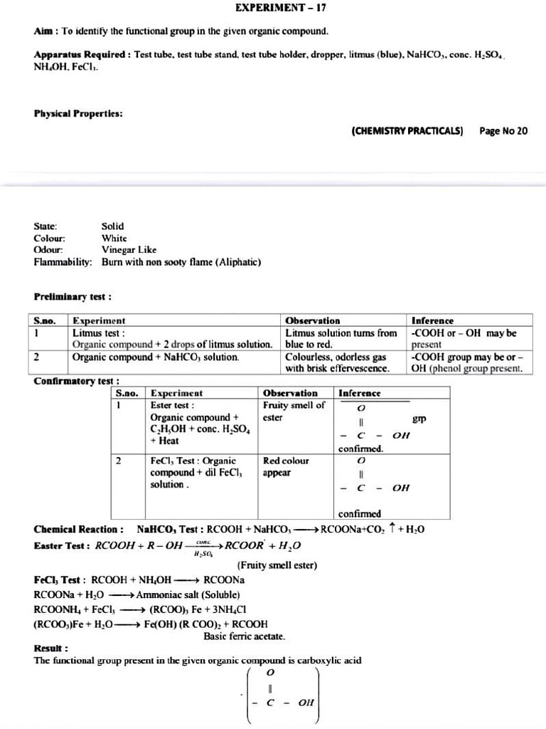 Class 12 Chemistry Practicals | PDF