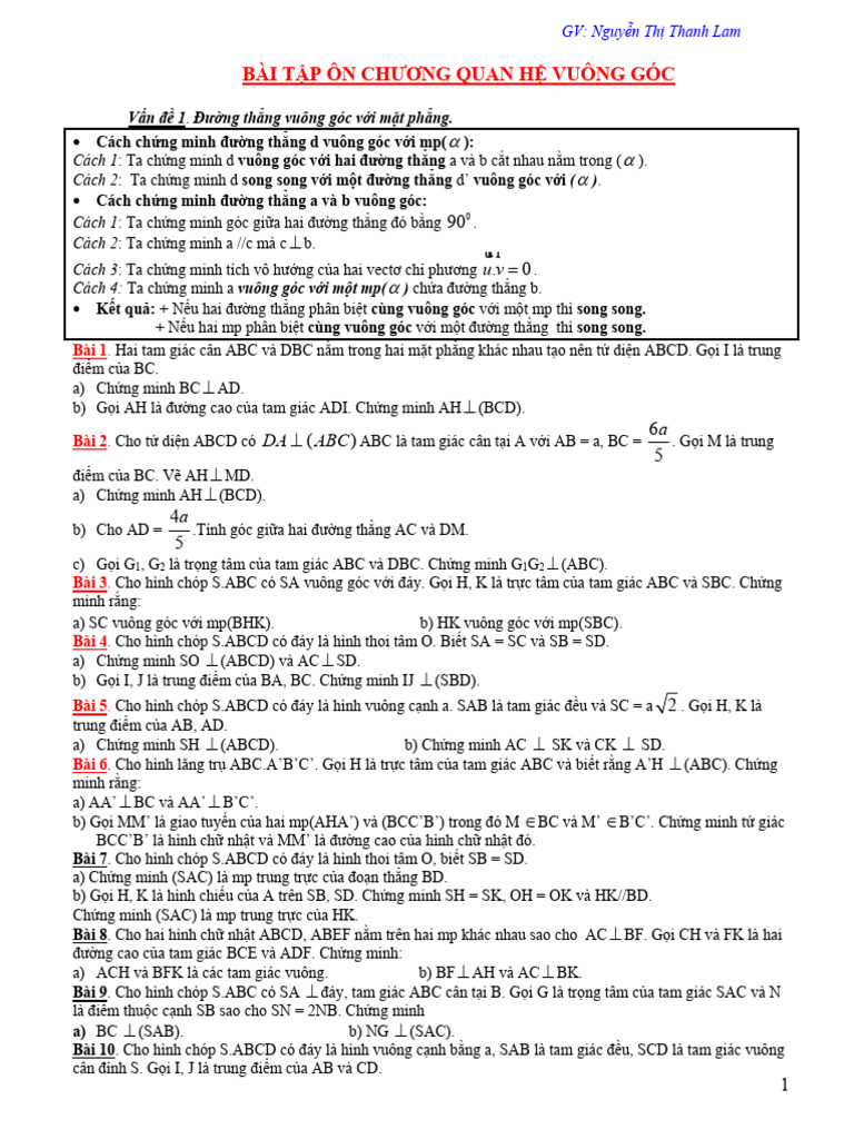 BAI TAP ON CHUONG QUAN HE VUONG GOC (Lop 11) - Năm Hoc 15-16 | PDF