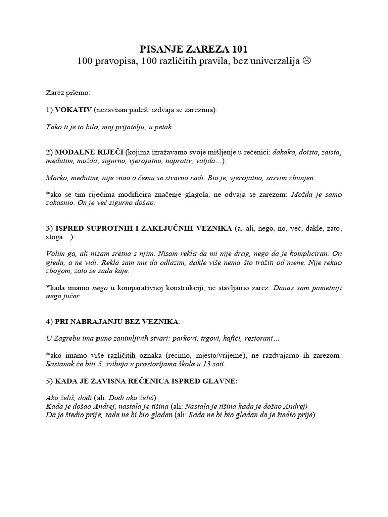 Pisanje Zareza 101 | PDF