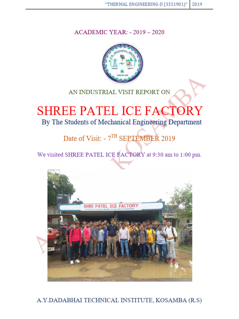 Ice Plant Visit Report 2019 PDF Thermal | PDF | Physical Chemistry ...