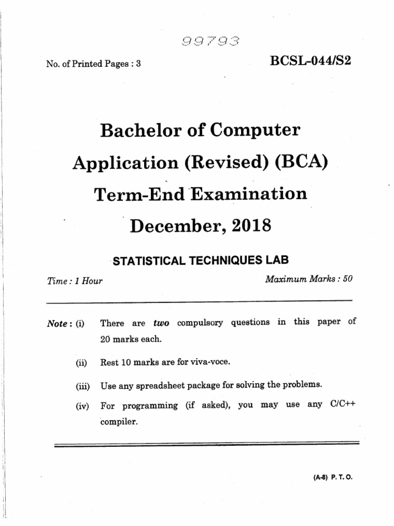 BCSL-044 S2 | PDF | Spreadsheet | Mean