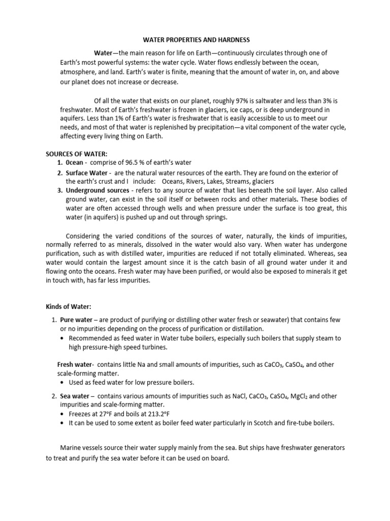 9.water Properties and Hardness | PDF | Water | Sodium Chloride