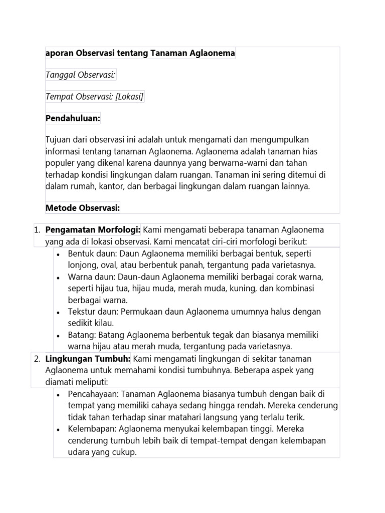Contoh Laporan Observasi | PDF