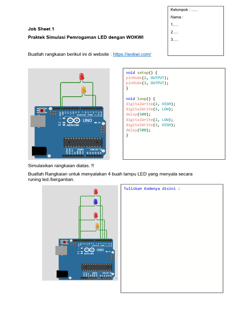 Job Sheet - Wokwi | PDF