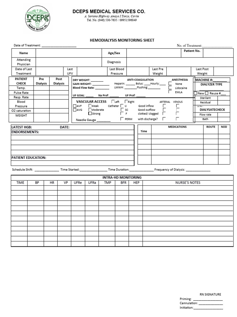 01 Treatment Sheet | PDF