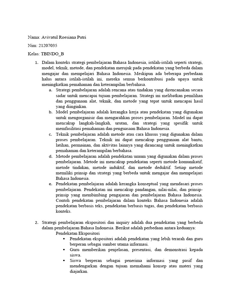 Uas Strategi Pembelajaran | PDF
