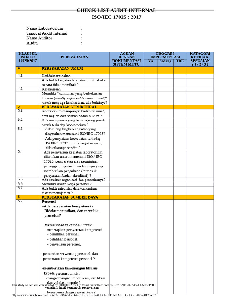 ISO 17025 Internal Audit Guide | PDF | Technology & Engineering