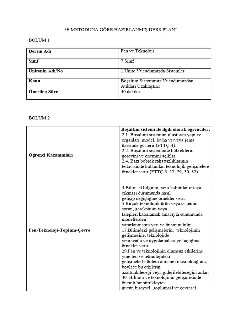 5e Ders Planı | PDF