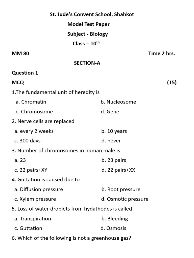 Class - 10, Biology | PDF