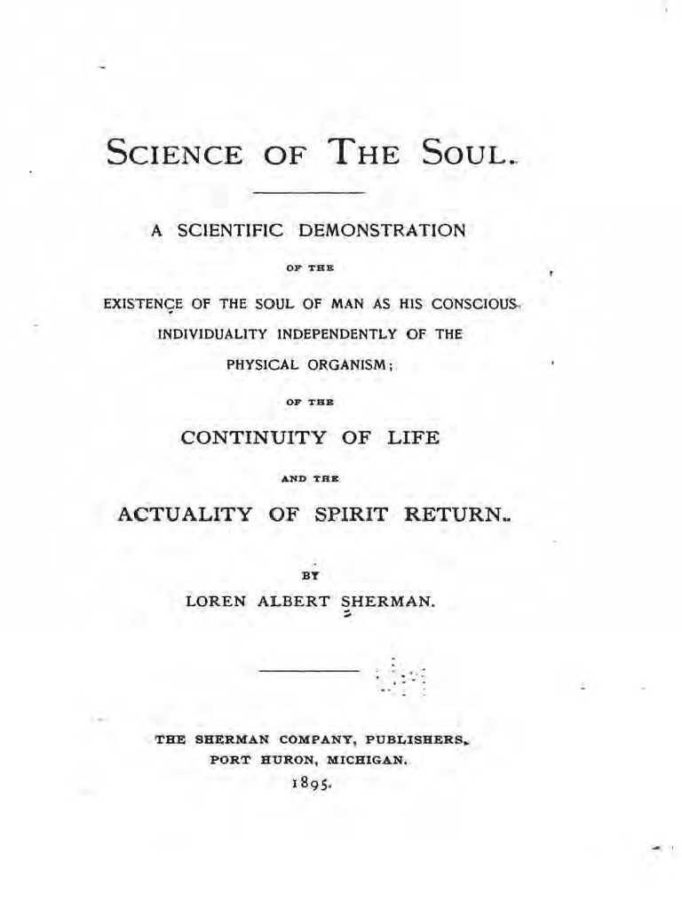 1895 Sherman Science of The Soul | PDF | Soul | Telepathy