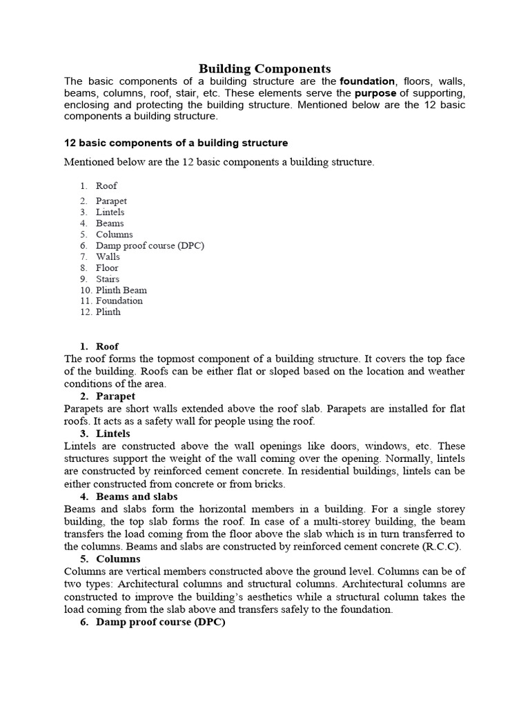 Building Components | PDF