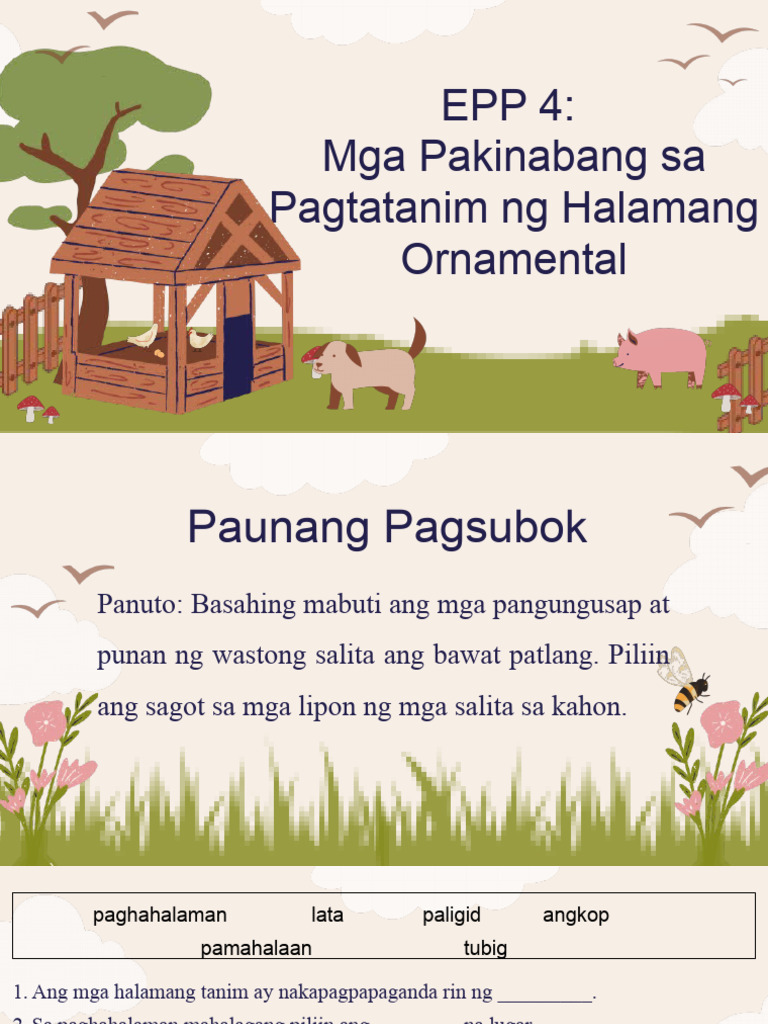 EPP 4: Mga Pakinabang Sa Pagtatanim NG Halamang Ornamental | PDF
