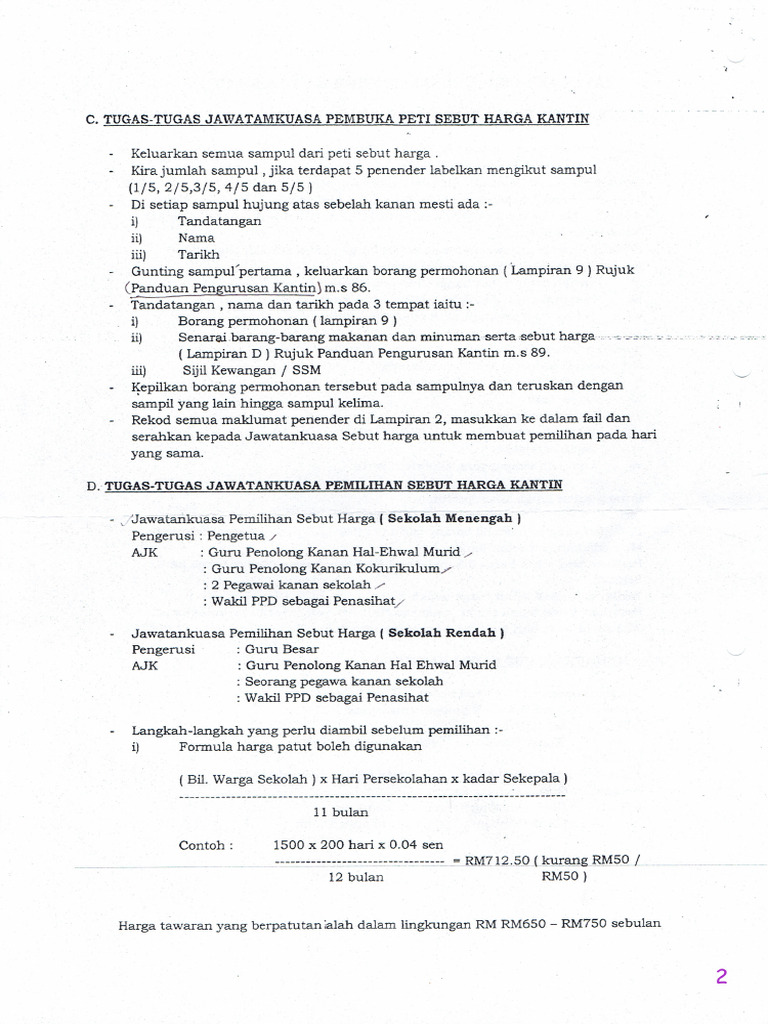 02tatacara Pengurusan Tender Kantin - 2 | PDF