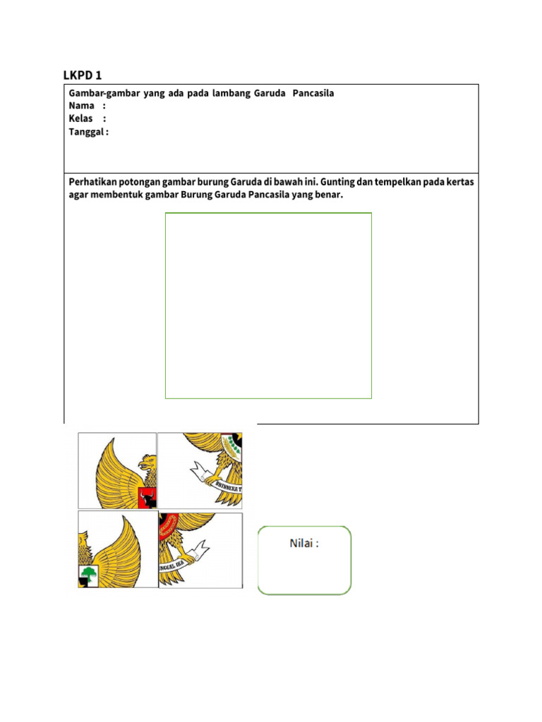 LKPD 1 Puzzle Burung Garuda | PDF