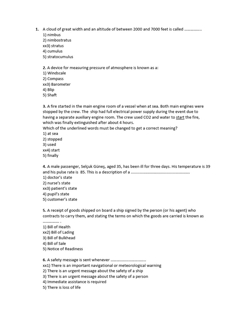 Maritime Knowledge Quiz | PDF | Ships | Shipping