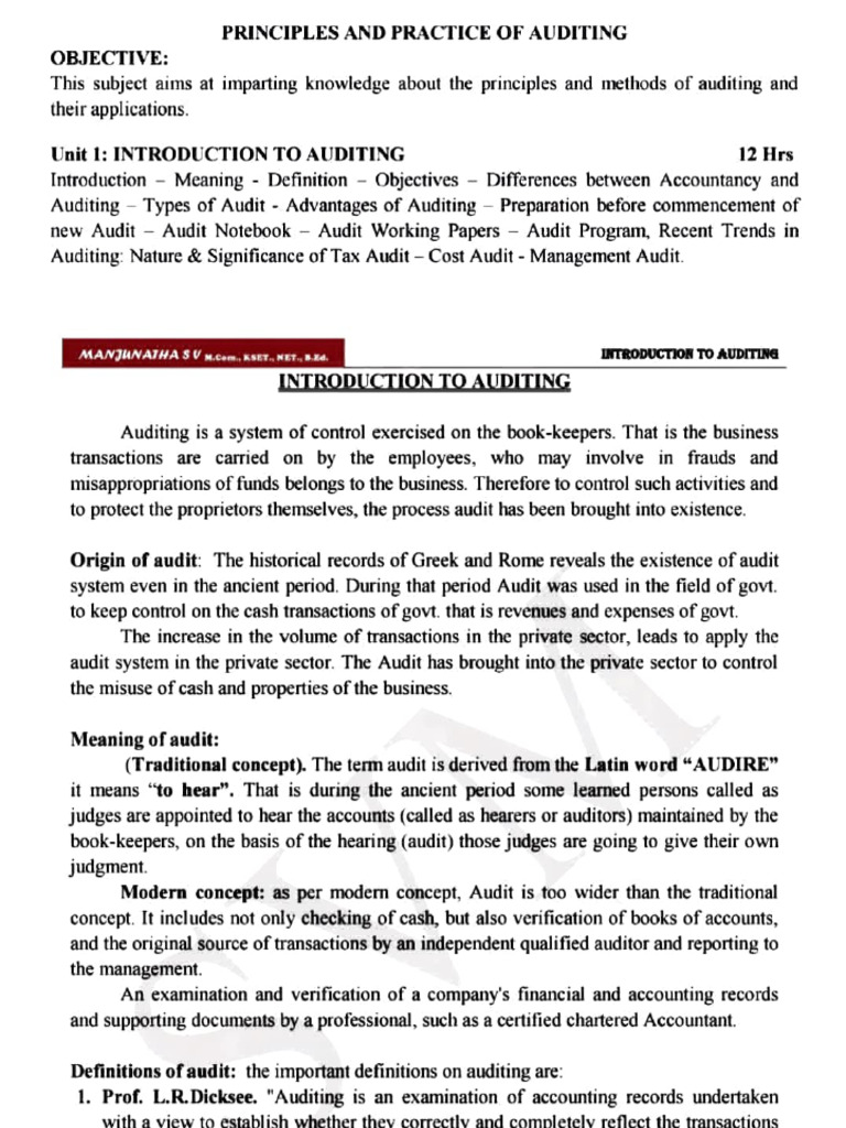 Auditing Unit 1 | PDF