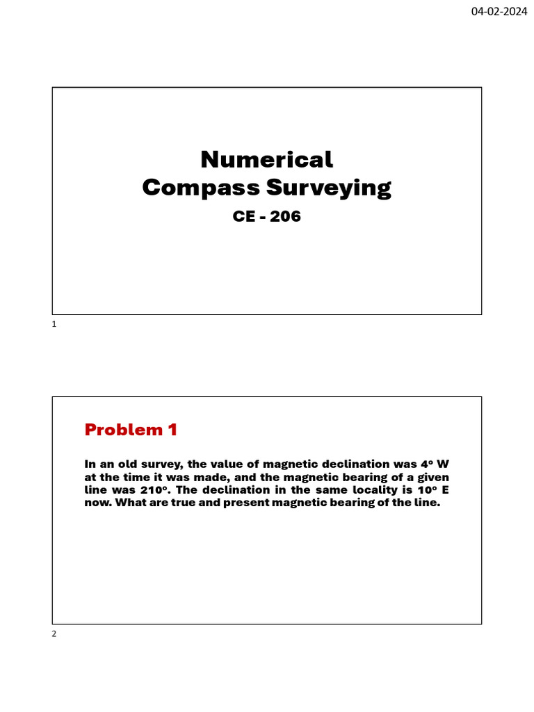 Tutorial 03 Numerical Compass Surveying | PDF
