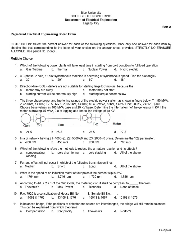 EE PREBOARD 2019 Key | PDF