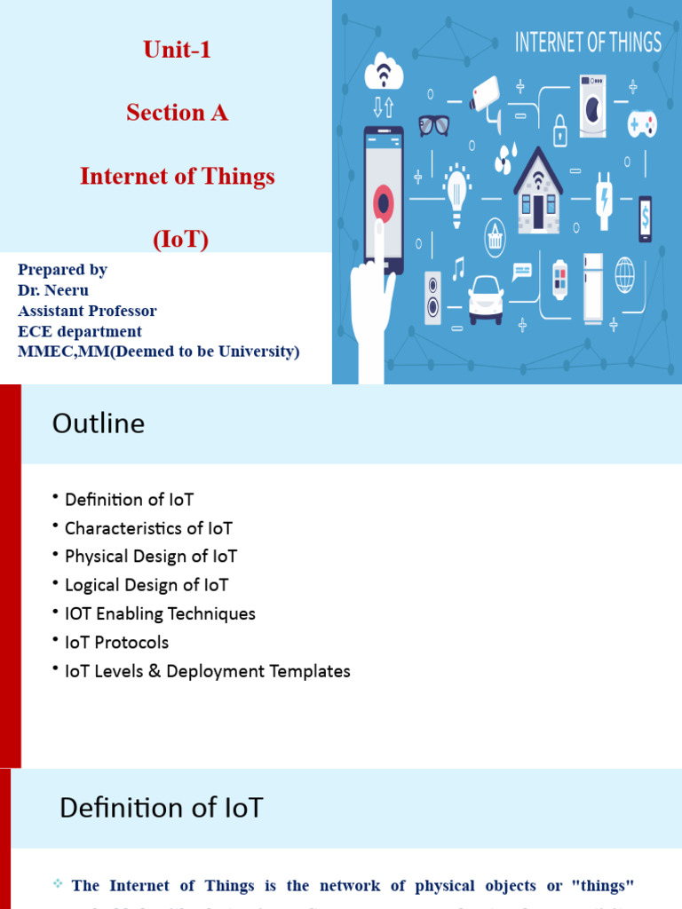 Unit 1 (IOT) (BCA-6th Sem) - 2024 | PDF