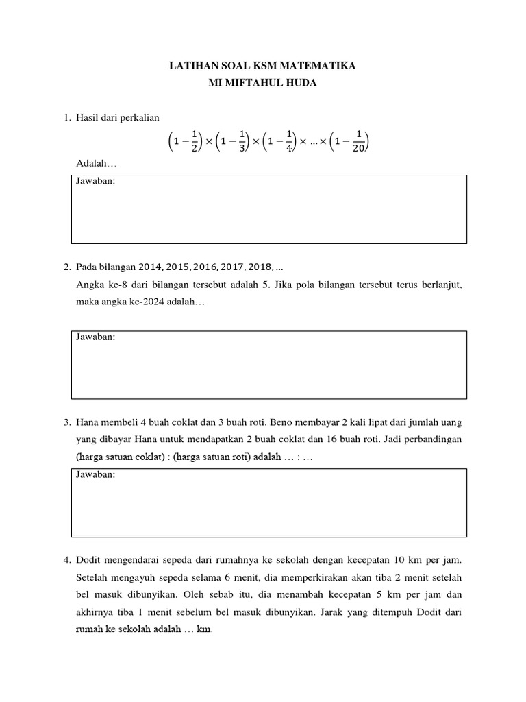 Latihan Soal KSM Matematika 15 - 01 - 2024 | PDF