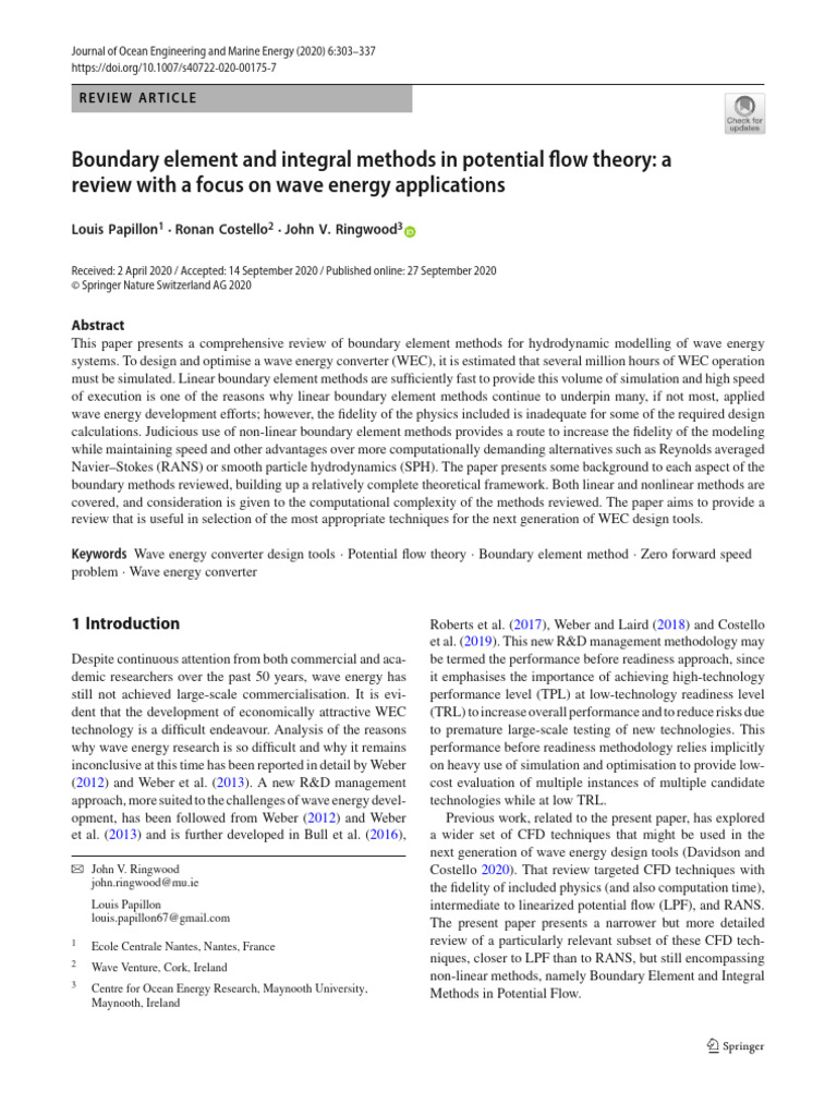 Boundary Element and Integral Methods in Potential Flow Theory | PDF ...