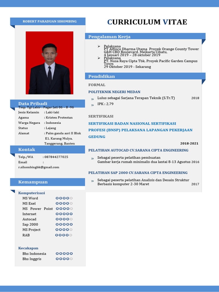 CV Robert Terbaru Jobs | PDF