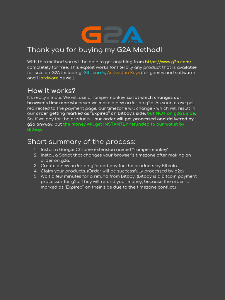 G2a Exploit Method | PDF | Bitcoin | Computing