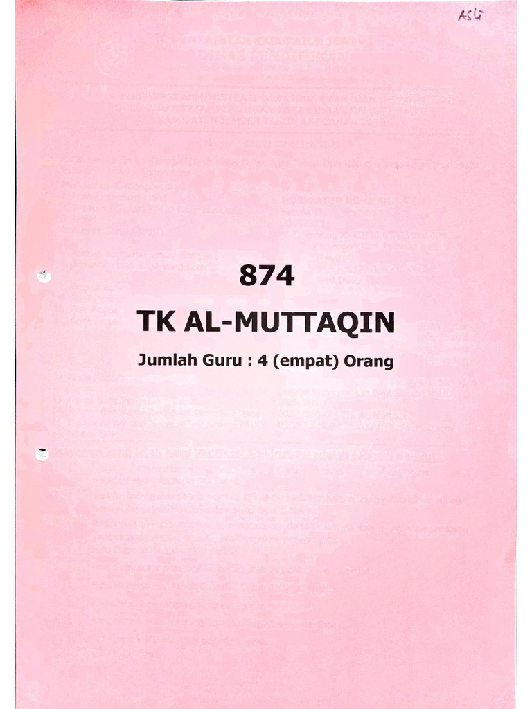 Pengajuan Insentif TK Al-Muttaqin Tahap 1 | PDF
