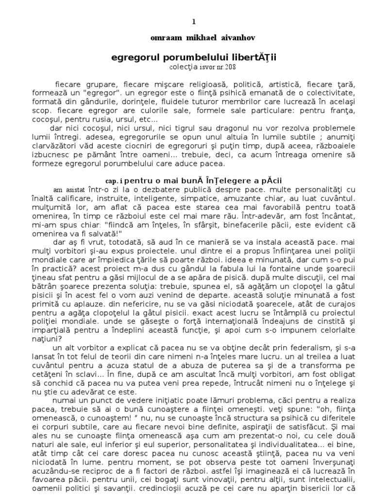 208 - Egregorul Porumbelului Pacii | PDF