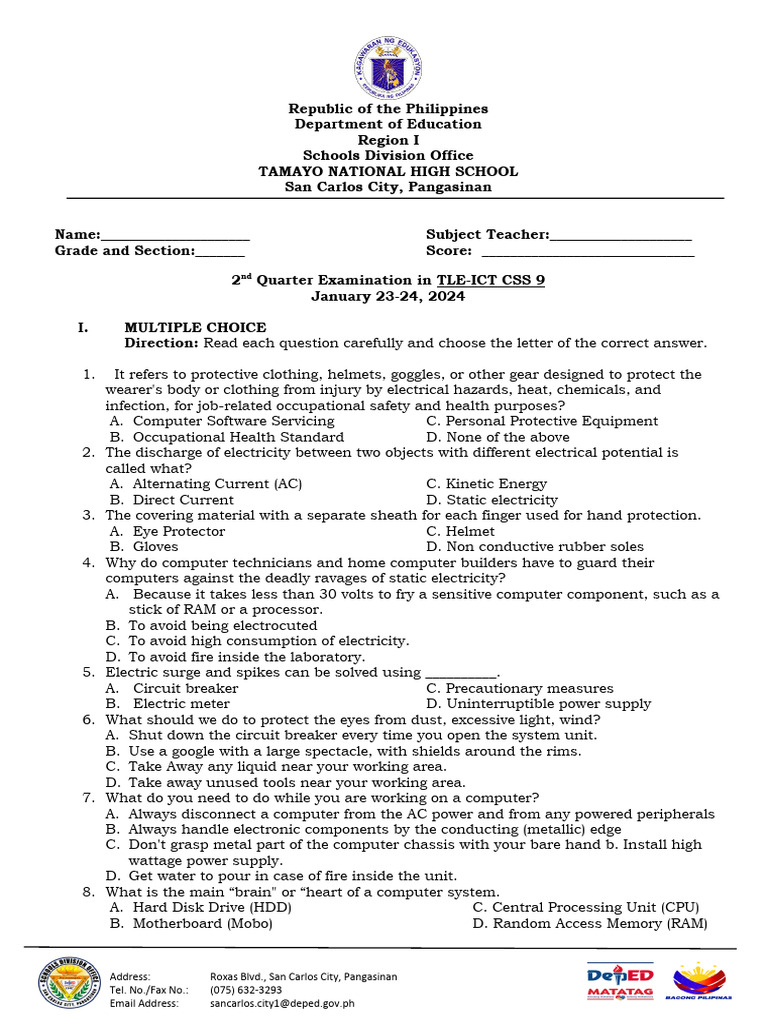 TLE-ICT CSS 9 Exam | PDF