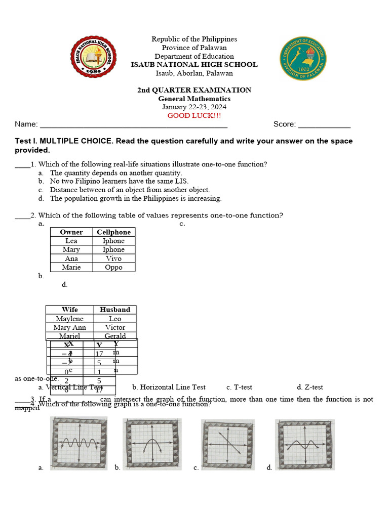 Gen Math | PDF | Function (Mathematics) | Mathematical Relations