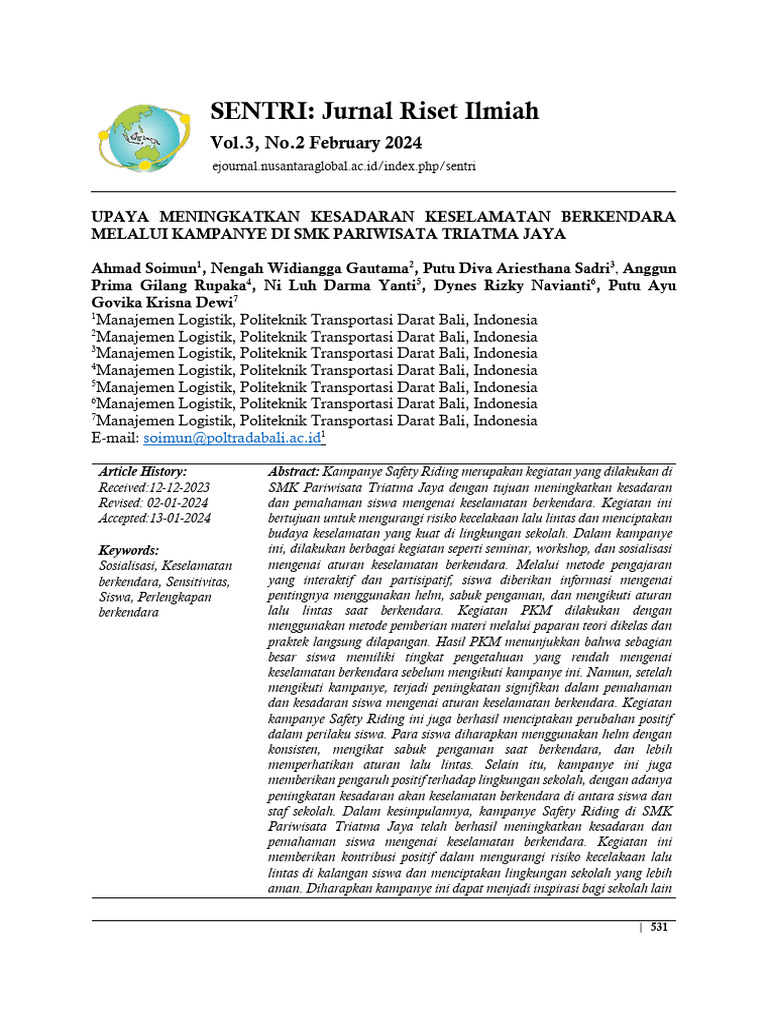 SENTRI: Jurnal Riset Ilmiah: Vol.3, No.2 February 2024 | PDF | Bisnis